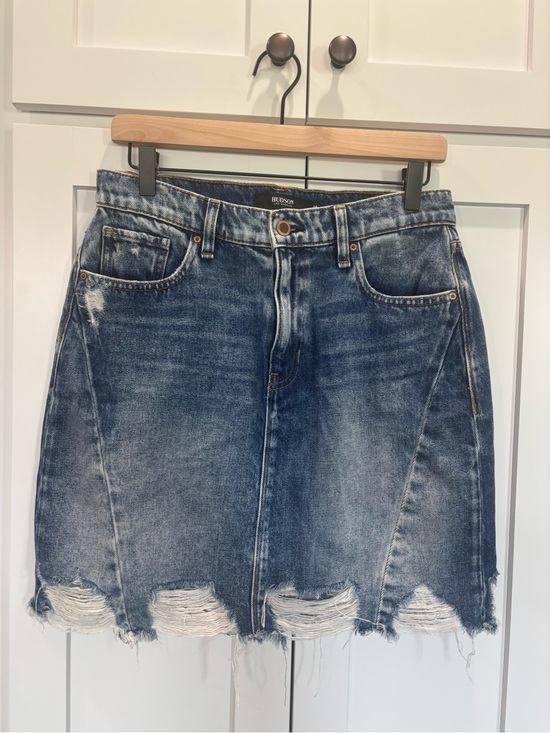 Hudson Jeans | Skirts | Hudson Jeans Distressed Dark Blue Denim Mini ...